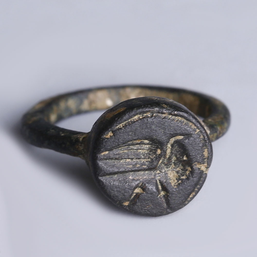 Roman Bronze Signet Finger Ring with Bird - Ancient Roman Antiquities ...