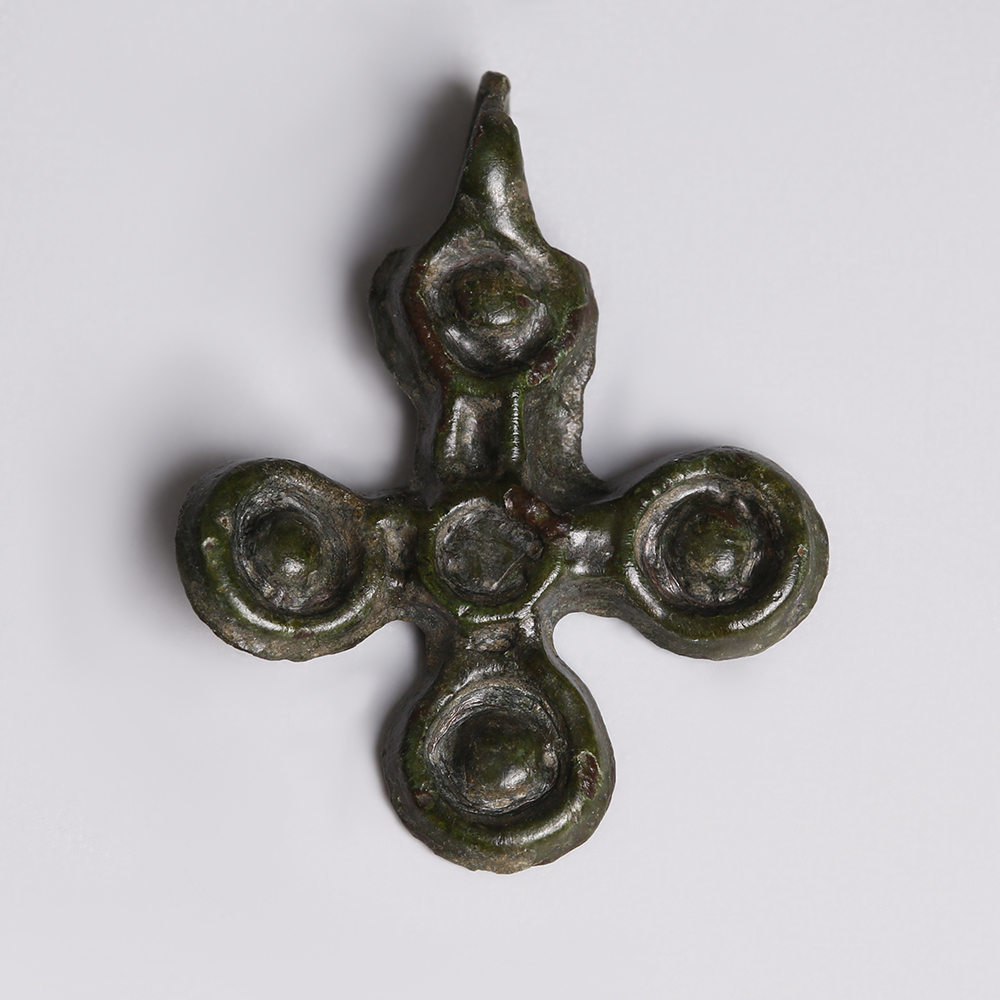 Late Roman-Byzantine Bronze Cross Pendant with Circular Finials ...