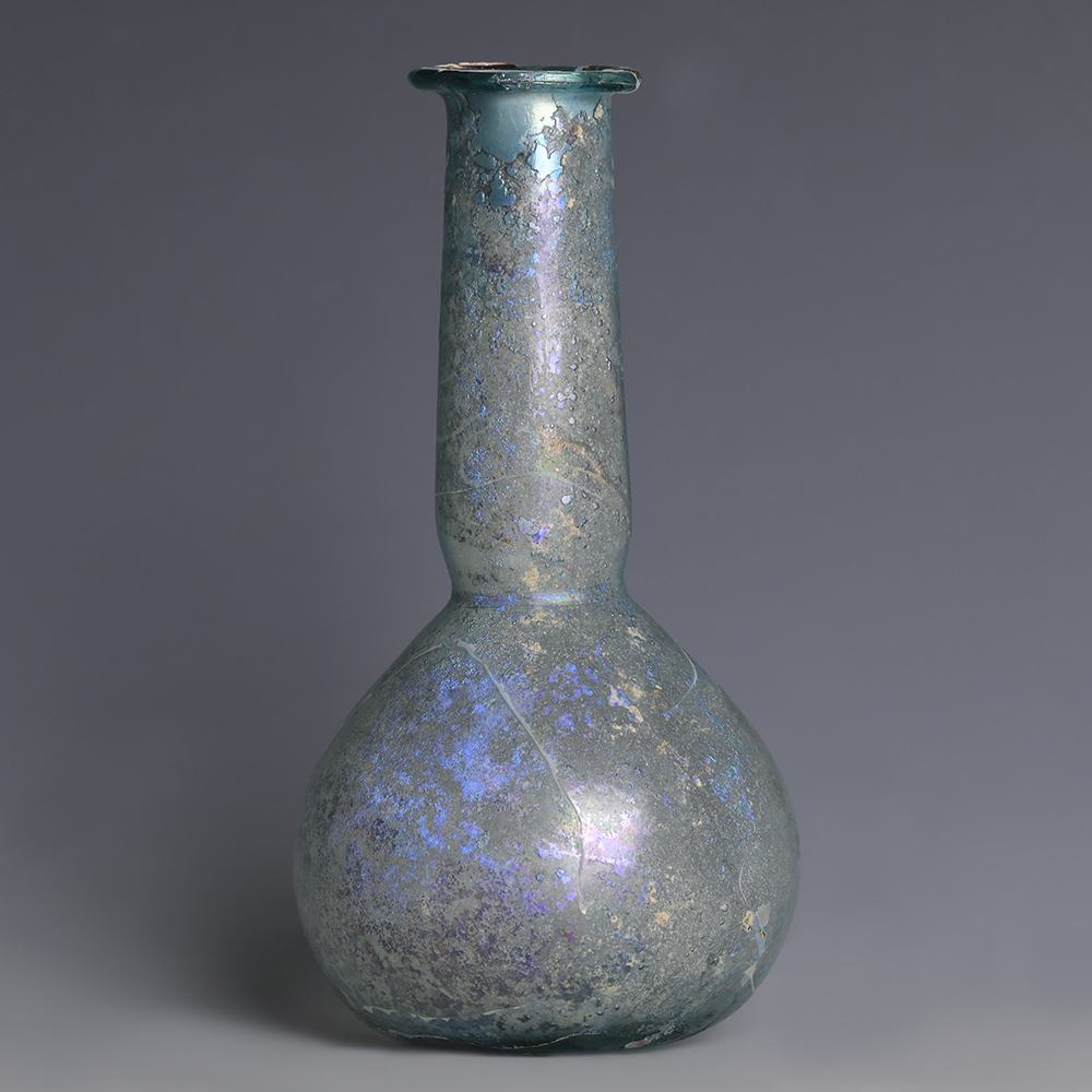 Ancient Roman Yellow Glass Flask with Applied Handle - Ancient Roman ...